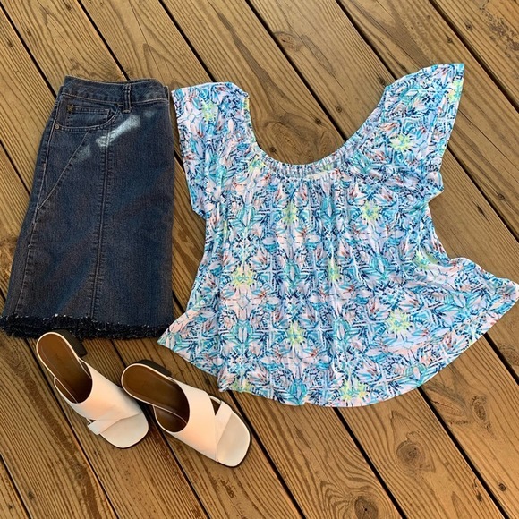 Aeropostale | Tops | Aeropostale Swing Crop Top Blue White | Poshmark